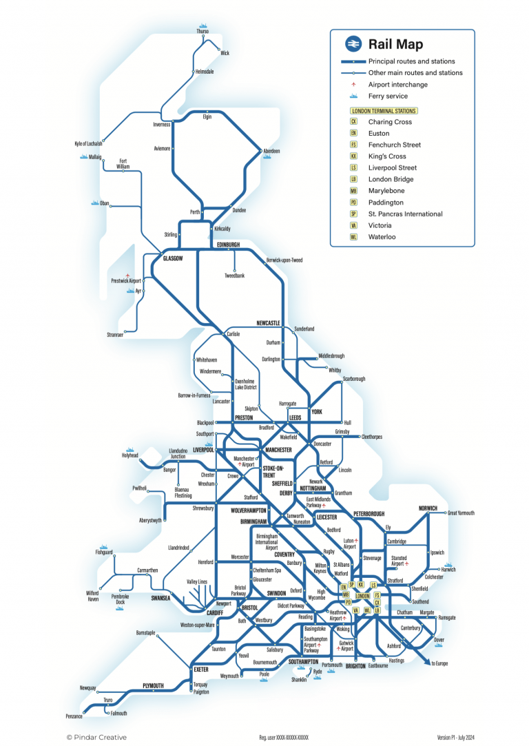 UK Railway Network Map (Overview) | MapShop