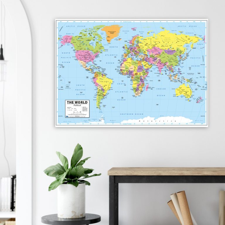 Modified Gall World Projection Map (Political-Simple) | MapShop