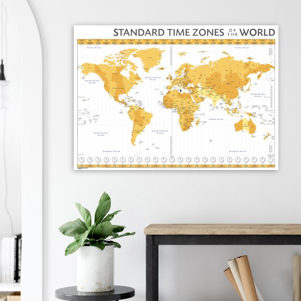 Stylish Standard Time Zones Map of the World | MapShop UK