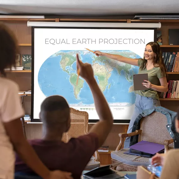 Equal Earth Wall Map (Physical) | MapShop