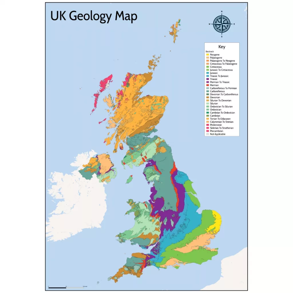 UK Geology Map - Bedrock Geological Wall Poster